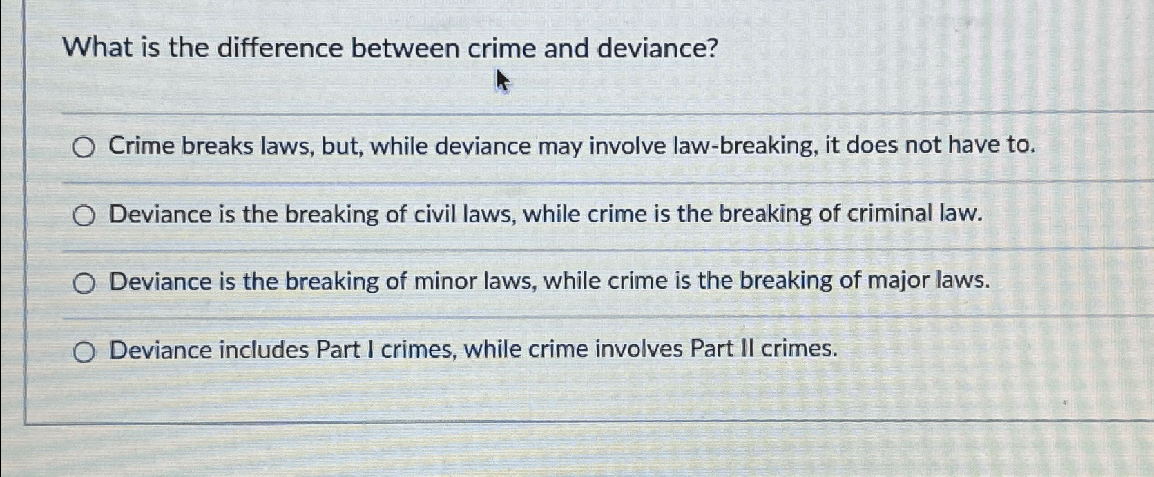 Solved What is the difference between crime and | Chegg.com