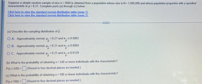 Solved Suppose a simple random sample of size n=1000 is | Chegg.com