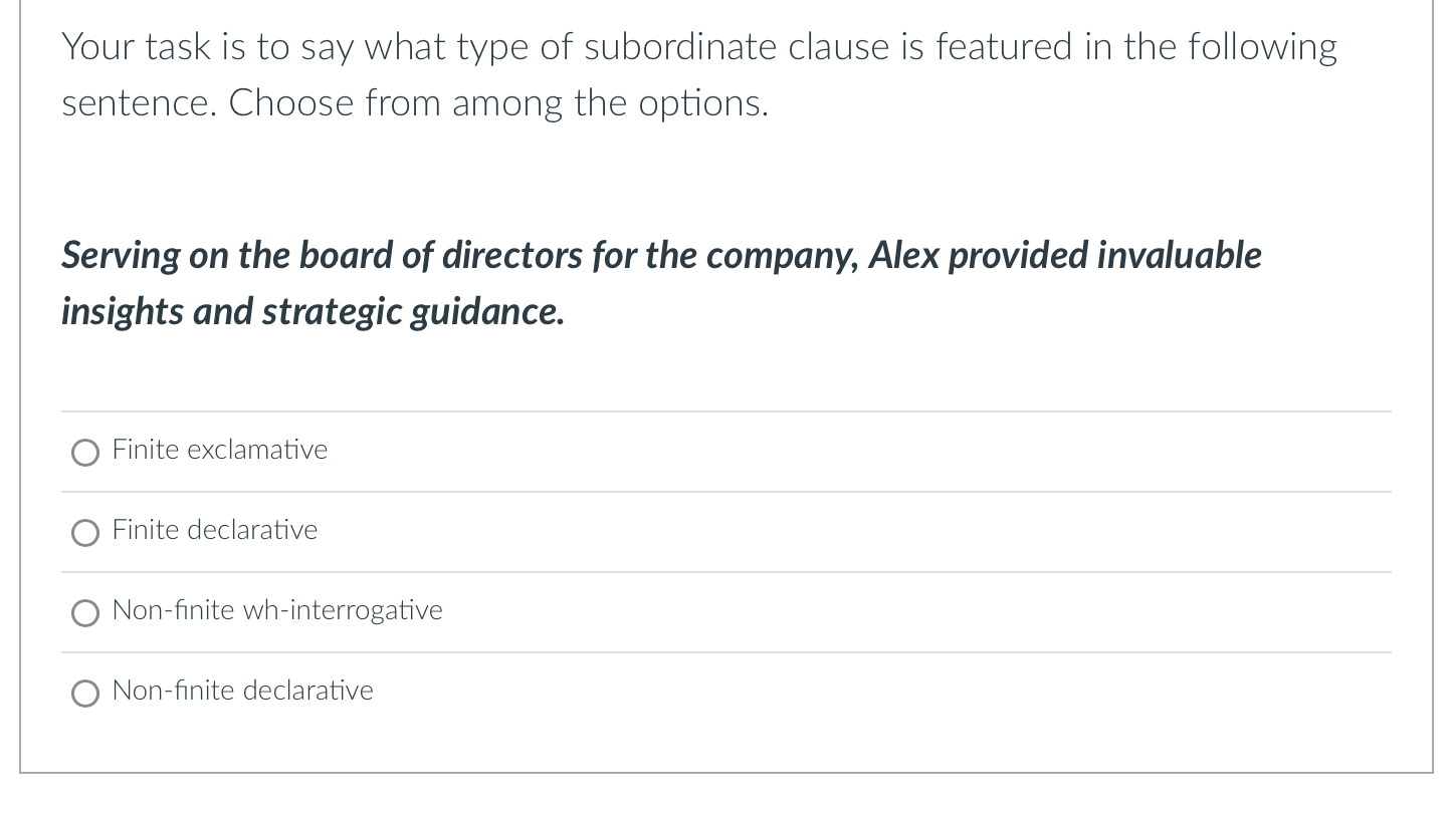 Solved Your task is to say what type of subordinate clause | Chegg.com