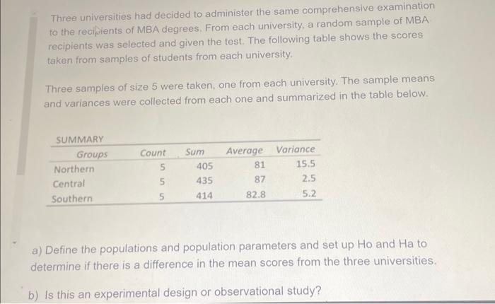 Solved \r\na) Define the populations and population | Chegg.com