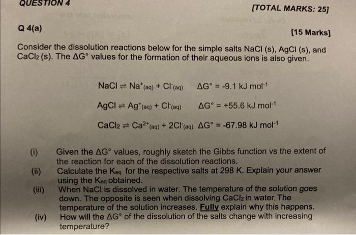 Solved Consider the dissolution reactions below for the | Chegg.com