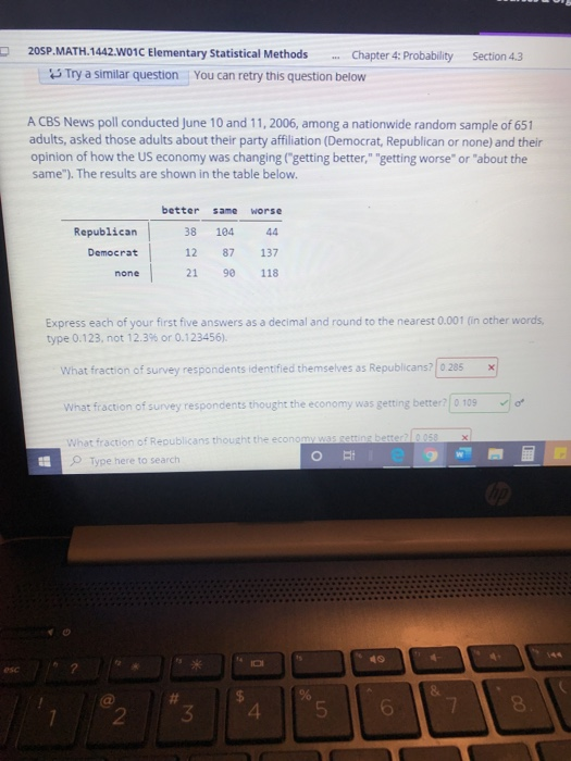 Solved D 205P.MATH.1442.W01C Elementary Statistical Methods | Chegg.com