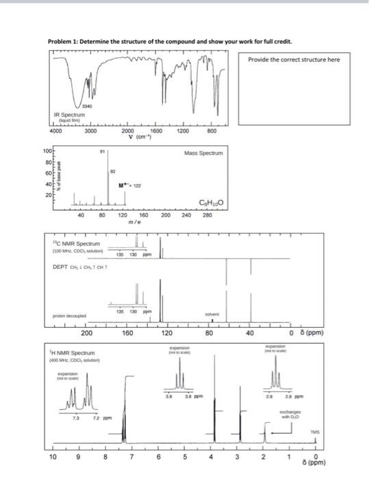 Solved Problem 1 Determine The Structure Of The Compound
