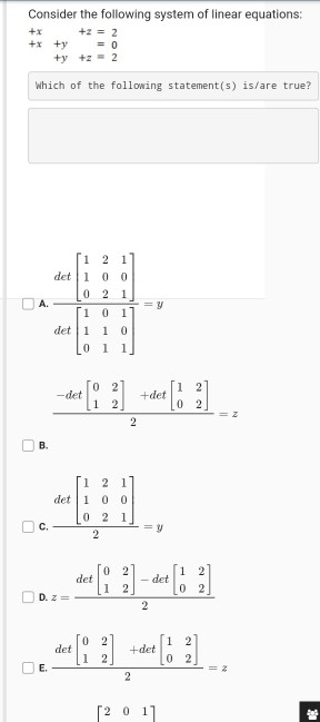 Solved = 0 Consider the following system of linear | Chegg.com