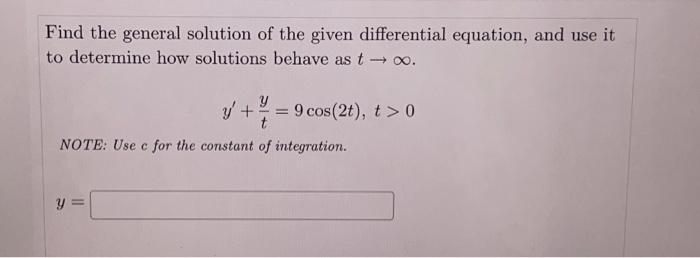 Solved Find the general solution of the given differential | Chegg.com