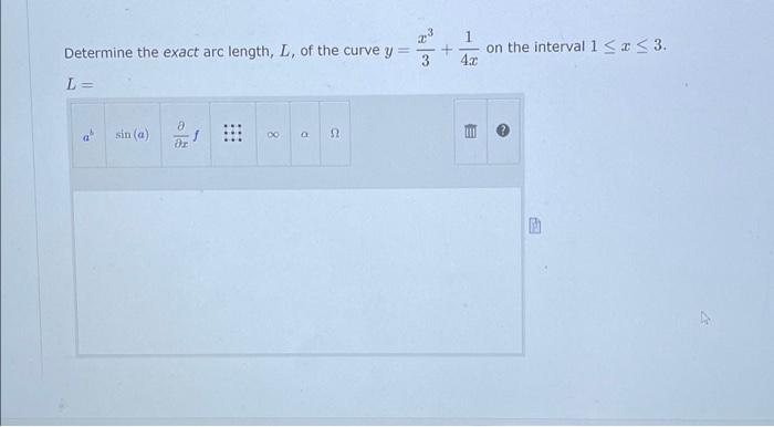 Solved = Determine the exact arc length, L, of the curve y L | Chegg.com