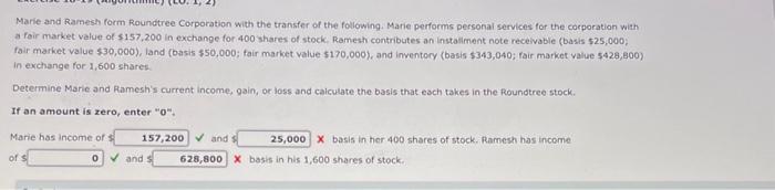 Solved Marie and Ramesh form Roundtree Corporation with the | Chegg.com