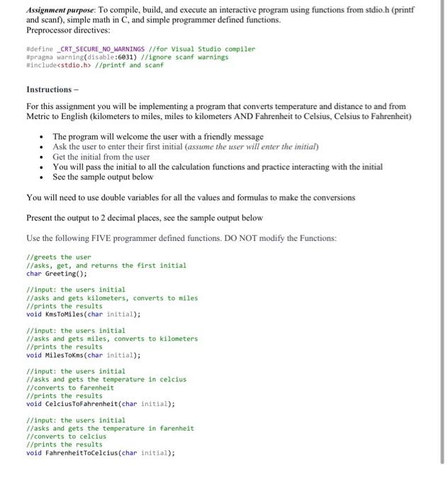 Solved Assignment purpose: To compile, build, and execute an | Chegg.com