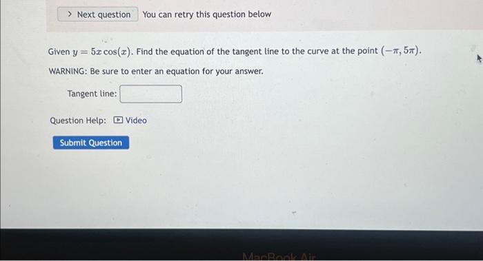 Solved > Next question You can retry this question below | Chegg.com