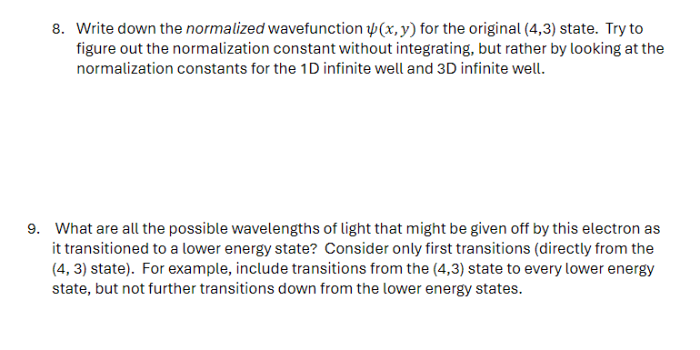 Solved Write down the normalized wavefunction ψ(x,y) ﻿for | Chegg.com
