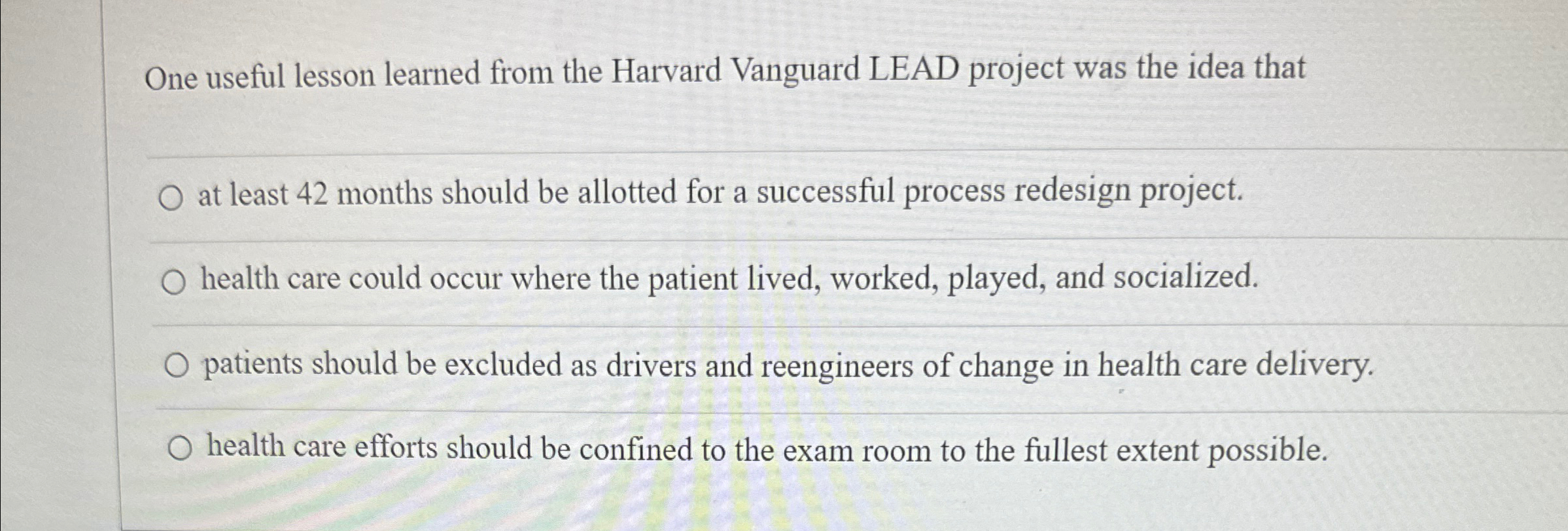 Solved One useful lesson learned from the Harvard Vanguard | Chegg.com
