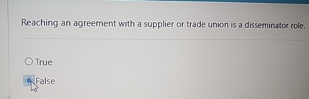Solved Reaching an agreement with a supplier or trade union | Chegg.com