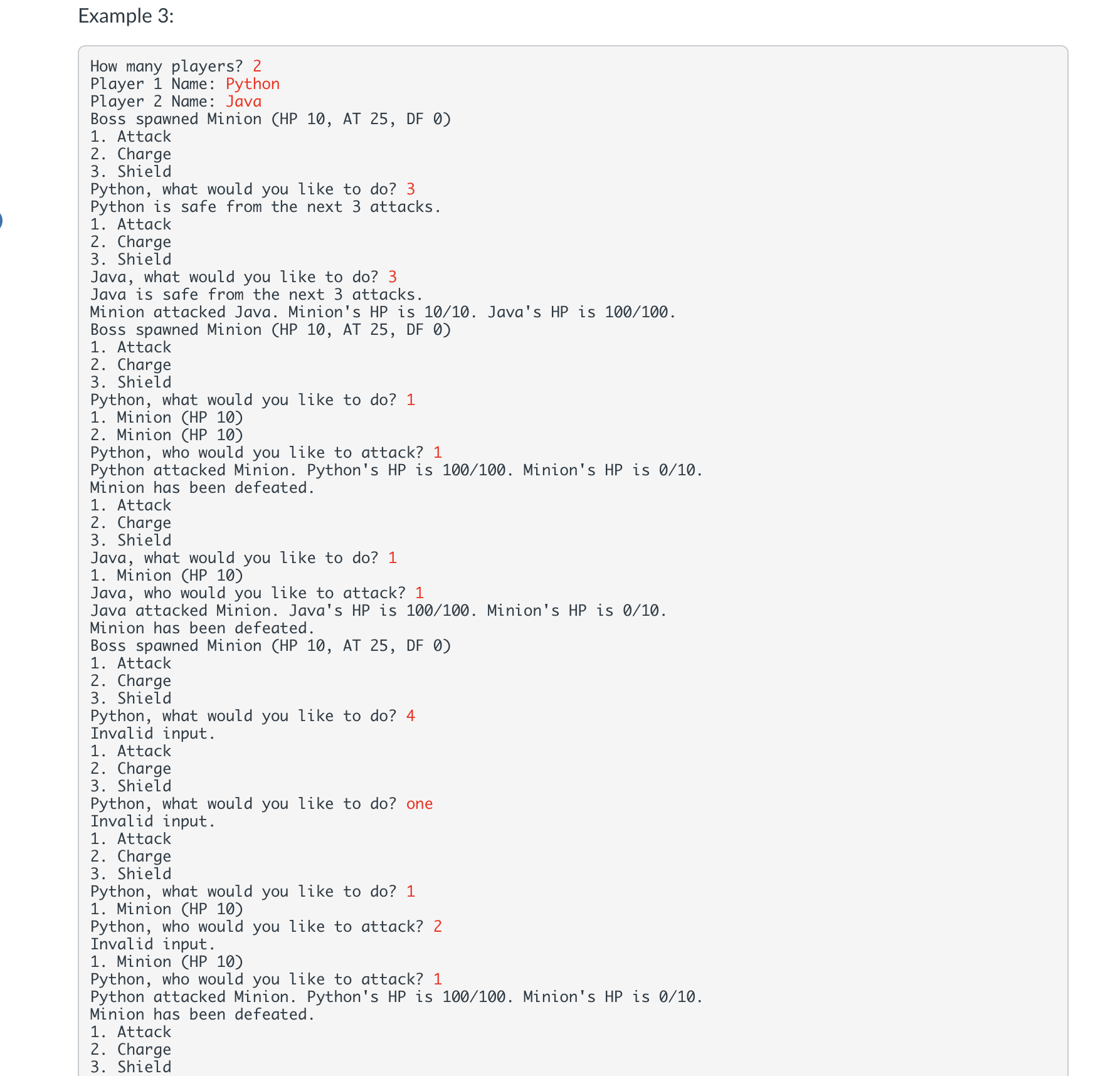 Solved Example 3:How many players? 2Player 1 ﻿Name: | Chegg.com