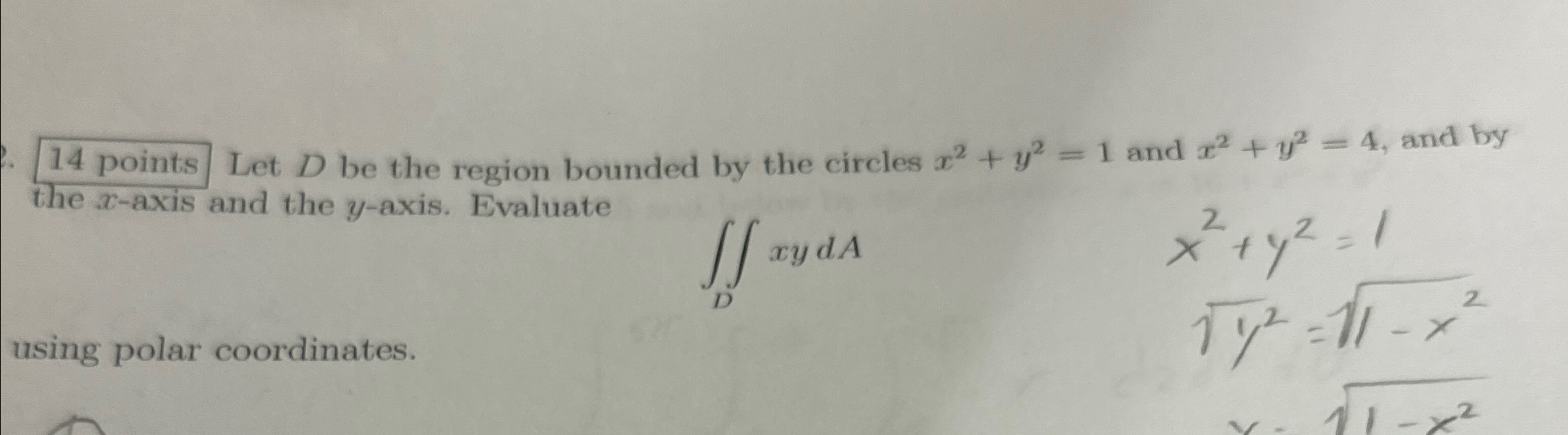 Solved 14 ﻿points Let D ﻿be the region bounded by the | Chegg.com