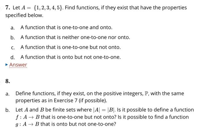 Solved 7 Let A {1 2 3 4 5 Find Functions If They Exist