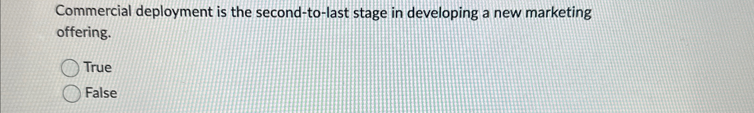 Solved Commercial deployment is the second-to-last stage in | Chegg.com