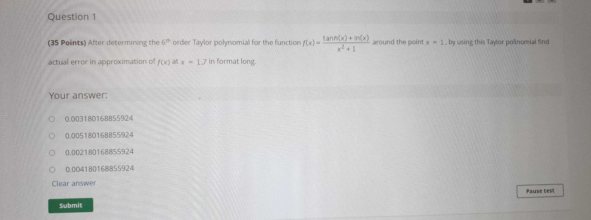 Solved (35 Points) After determining the 6th order Taylor | Chegg.com