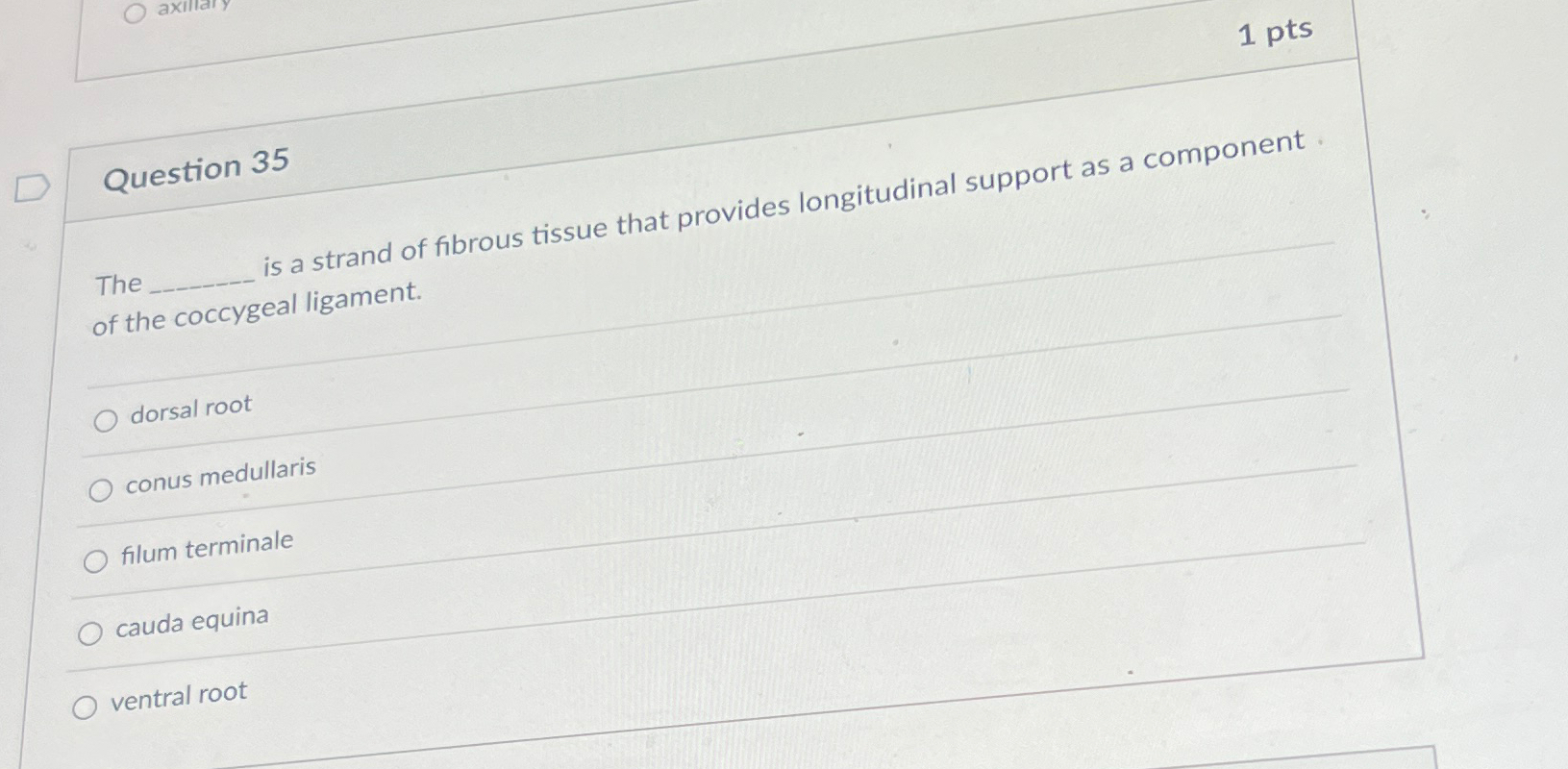 Solved Question 351ptsThe ﻿is a strand of fibrous tissue | Chegg.com