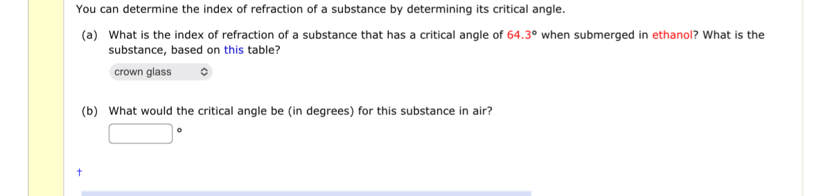 You can determine the index of refraction of a | Chegg.com