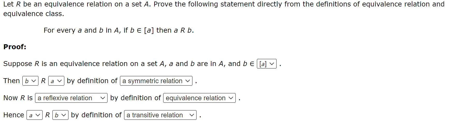 Solved Let R be an equivalence relation on a set A. ﻿Prove | Chegg.com