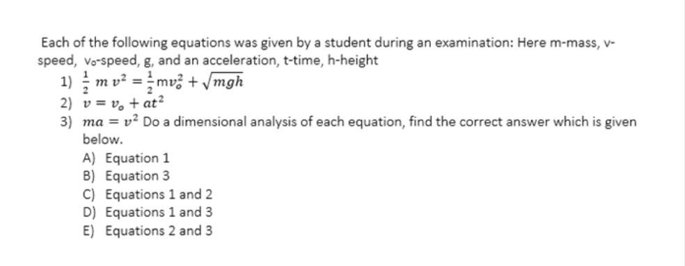 Solved Each of the following equations was given by a | Chegg.com