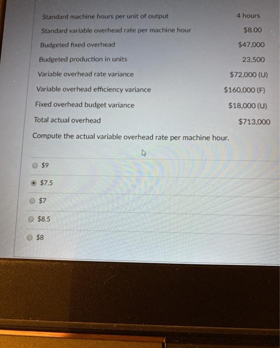 Solved 4 hours Standard machine hours per unit of output | Chegg.com