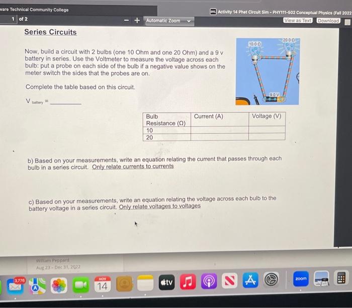 PHet Circuits Construction Kit Simulation Go to intro | Chegg.com