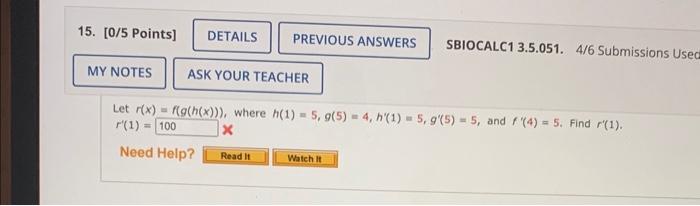 Solved Let r(x)=f(g(h(x))), where | Chegg.com