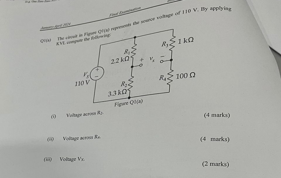 Solved Final Examinutionsonsionitionsthe source voltage of | Chegg.com