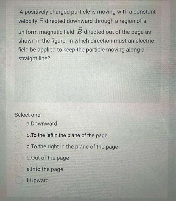 Solved A positively charged particle is moving with a | Chegg.com