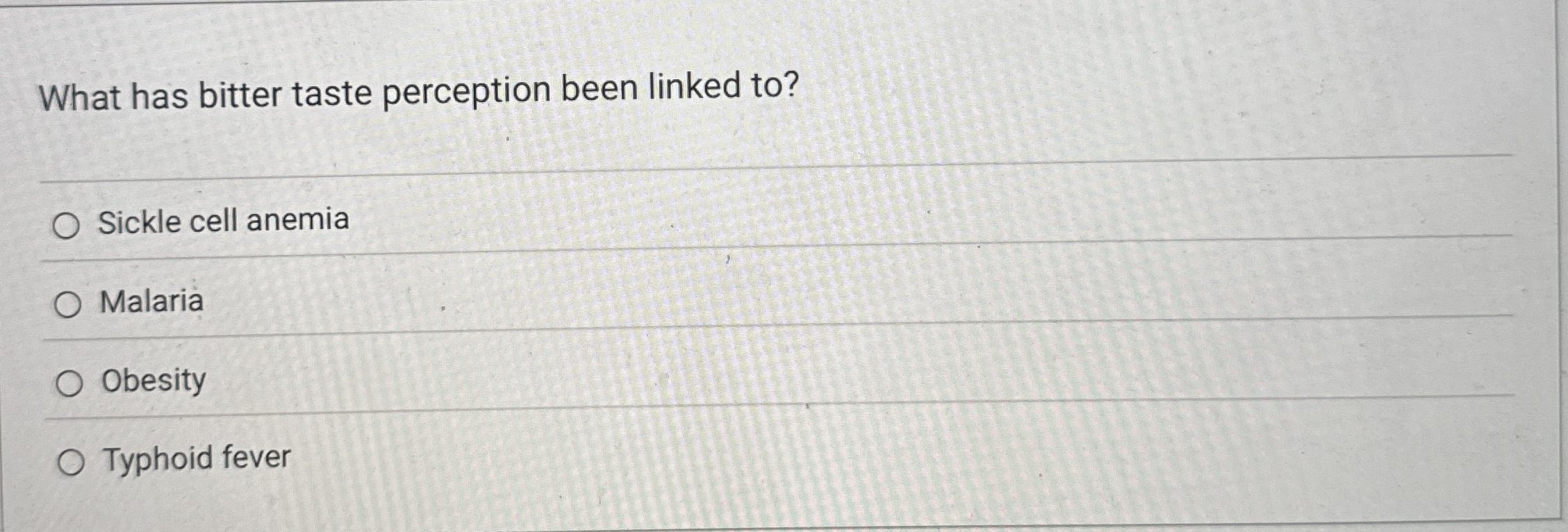 Solved What has bitter taste perception been linked | Chegg.com