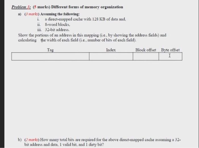 Solved Problem 3: (5 marks) Different forms of memory | Chegg.com Solved Problem 3: (5 marks) Different forms of memory | Chegg.com