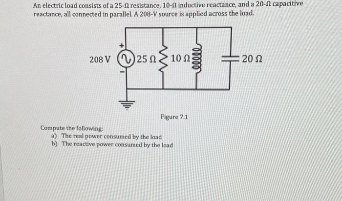 Solved An Electric Load Consists Of A 25−Ω Resistance 10−Ω