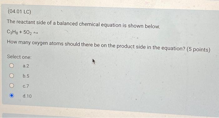 Solved The reactant side of a balanced chemical equation is | Chegg.com