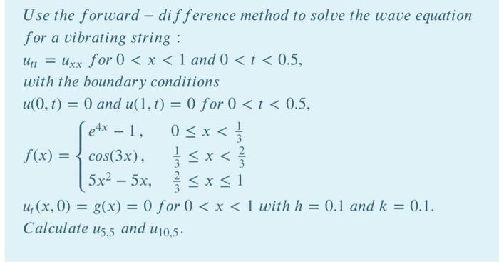 Solved Use the forward - difference method to solve the wave | Chegg.com