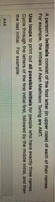 Solved A person's initials consist of the first letter (in | Chegg.com