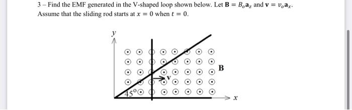 Solved 3 - Find the EMF generated in the V-shaped loop shown | Chegg.com