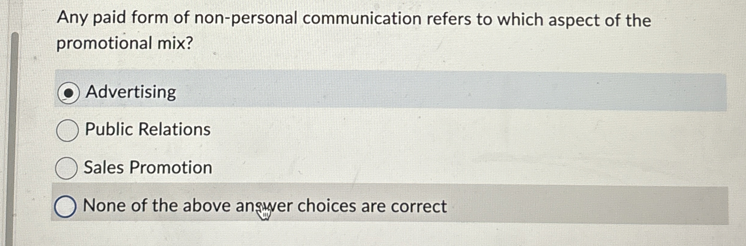 Solved Any paid form of non-personal communication refers to | Chegg.com