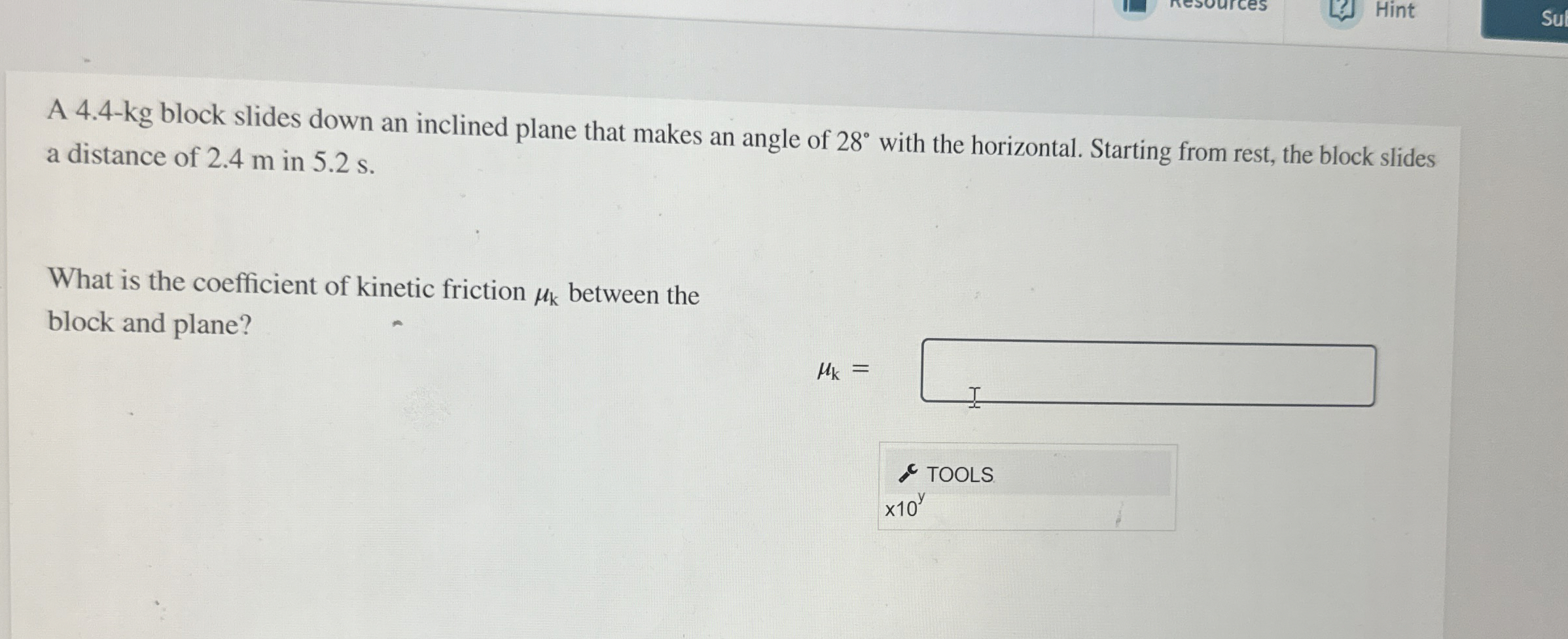 Solved A 4.4-kg ﻿block slides down an inclined plane that | Chegg.com