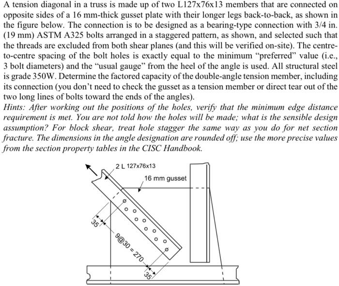 Solved A tension diagonal in a truss is made up of two | Chegg.com