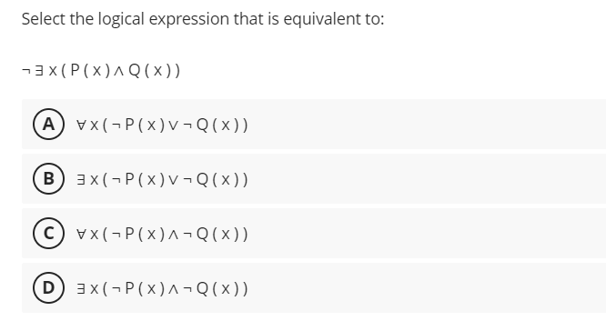Solved Select the logical expression that is equivalent | Chegg.com
