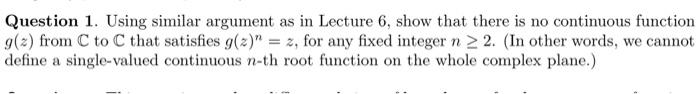 Question 1. Using similar argument as in Lecture 6 , | Chegg.com