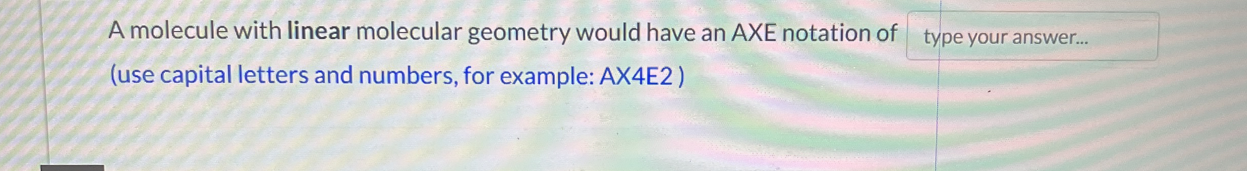 Solved A molecule with linear molecular geometry would have | Chegg.com