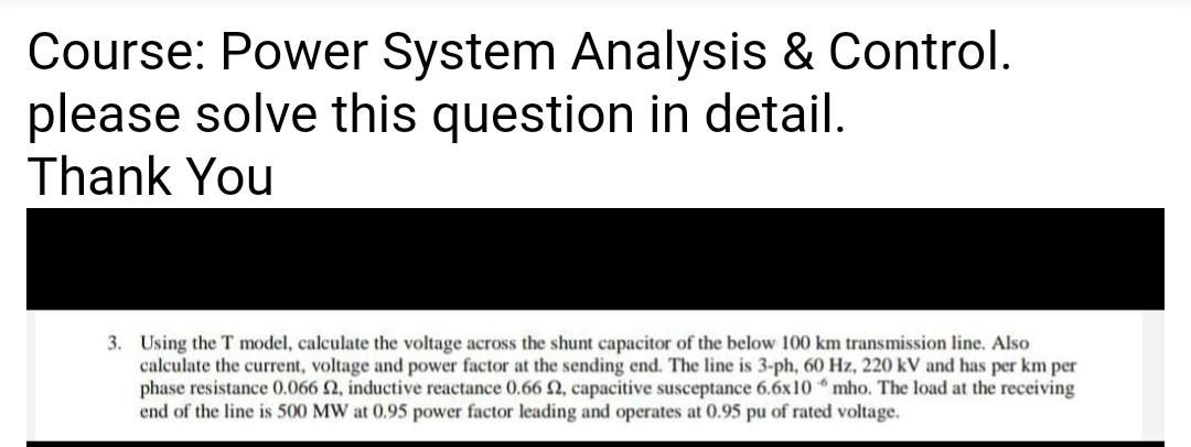 Solved Course: Power System Analysis \& Control. blease | Chegg.com