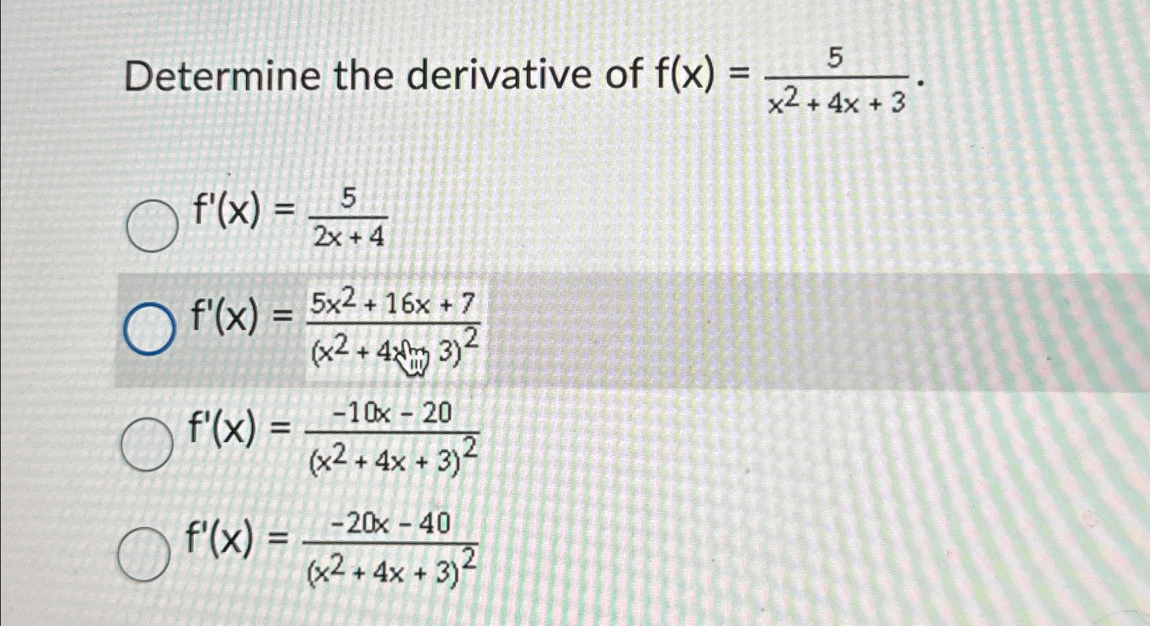 Solved Determine the derivative of | Chegg.com