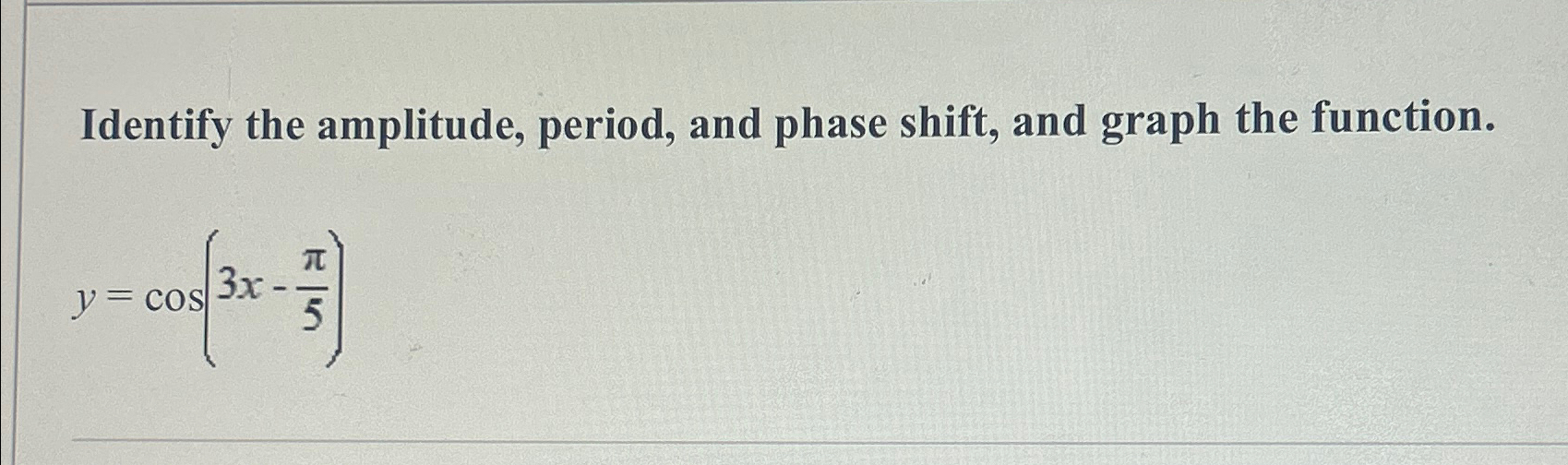 Solved Identify the amplitude, period, and phase shift, and | Chegg.com