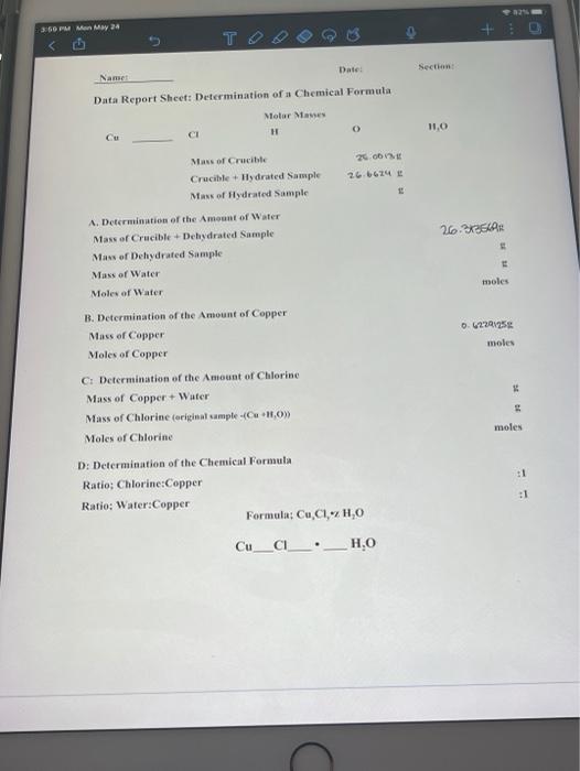 Solved 36 PM Mon May 24 Date Name Data Report Sheet: | Chegg.com