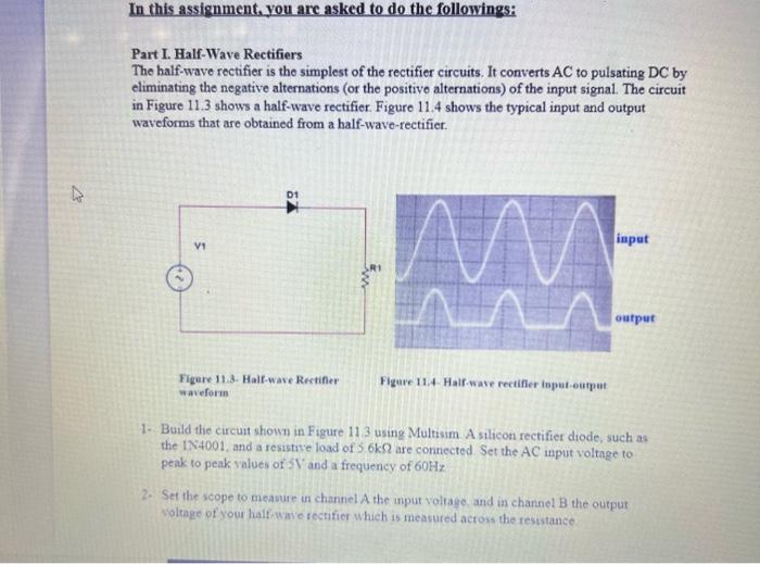 Solved Part I. Half-Wave Rectifiers The half-wave rectifier | Chegg.com