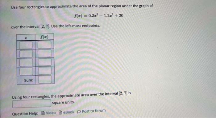 Solved Use four rectangles to approximate the area of the | Chegg.com