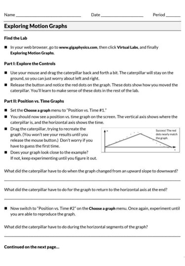 Name Date Period Exploring Motion Graphs Find the Lab | Chegg.com